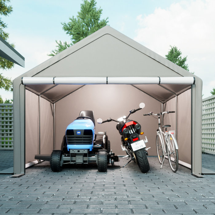 LZBEITEM 10 Ft. W x 10 Ft. D Portable Storage Shed Bike Shed Motorcycle Garage | Wayfair